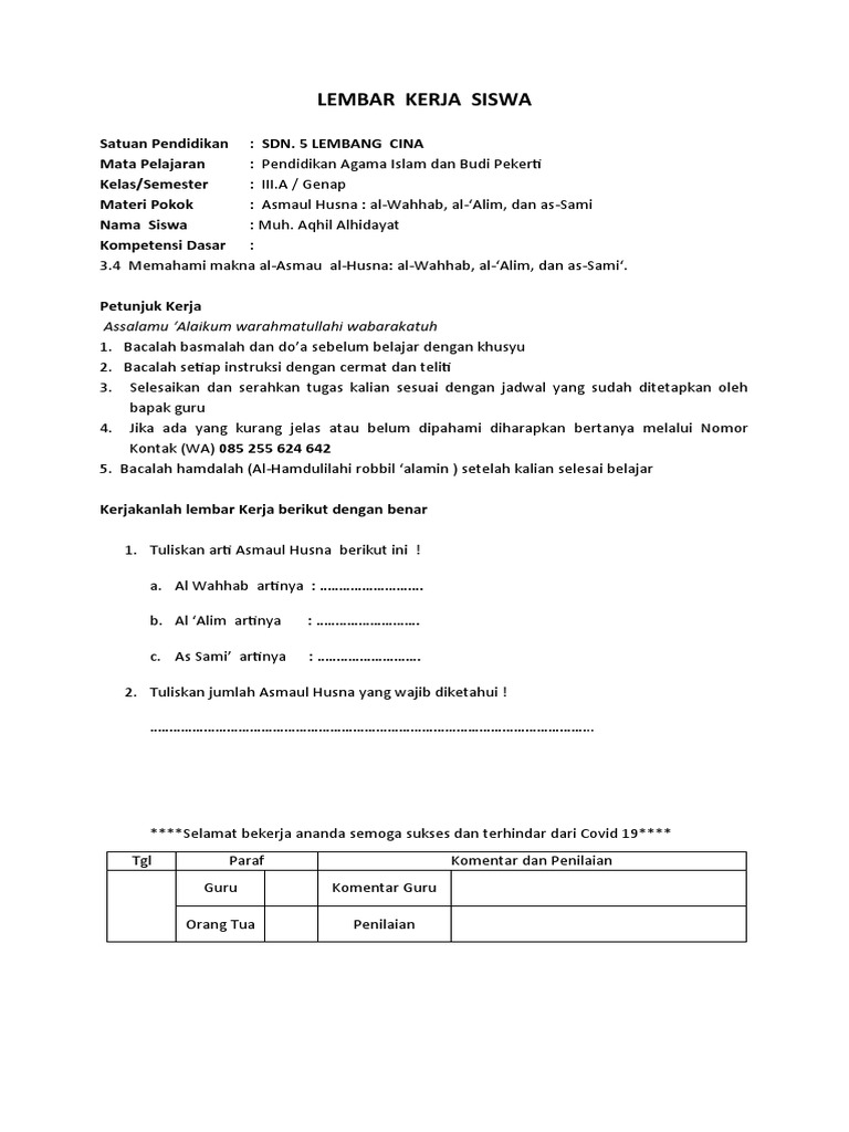 5-Lembar Kerja Siswa Kelas 3a | PDF