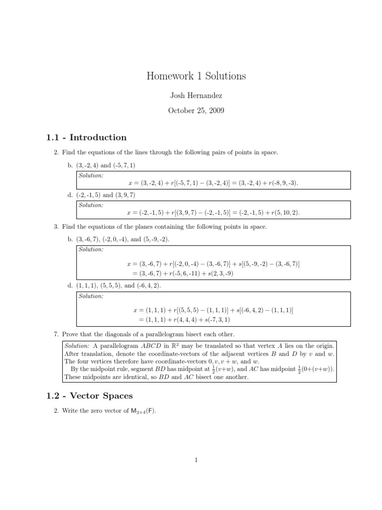 HW 1 Solutions | PDF | Linear Map | Abstract Algebra
