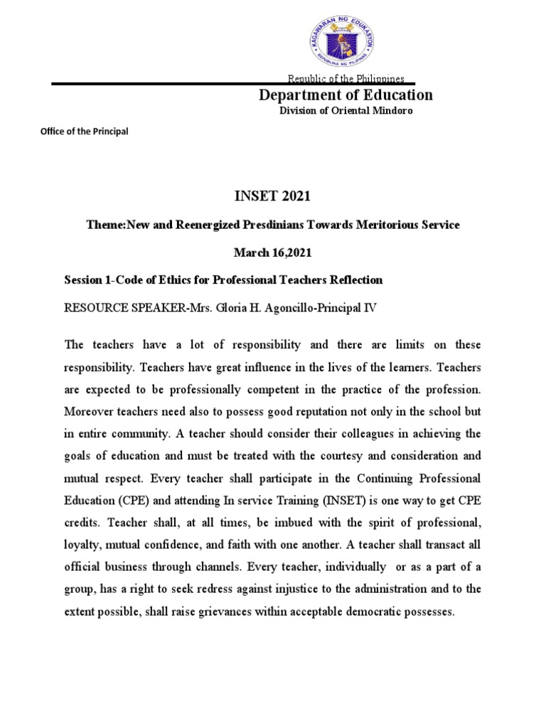 Department of Education: INSET 2021 | PDF | Diversity (Business ...