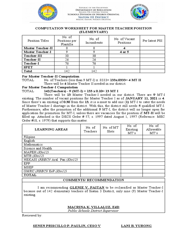Final-Computation-Worksheet For Master Teacher | PDF | Science And ...