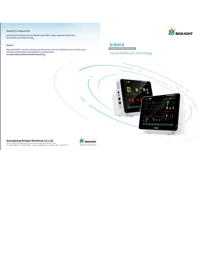 Biolight S12 Patien Monitor | PDF