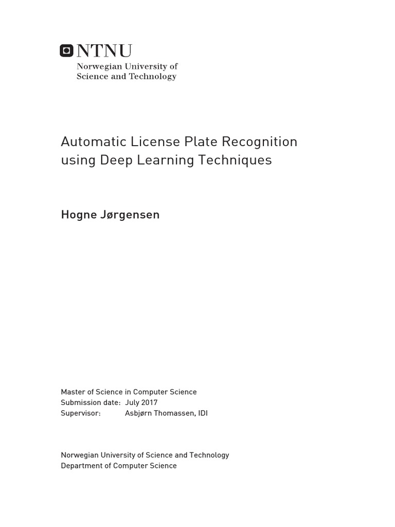 Automatic License Plate Recognition Using Deep Learning Techniques