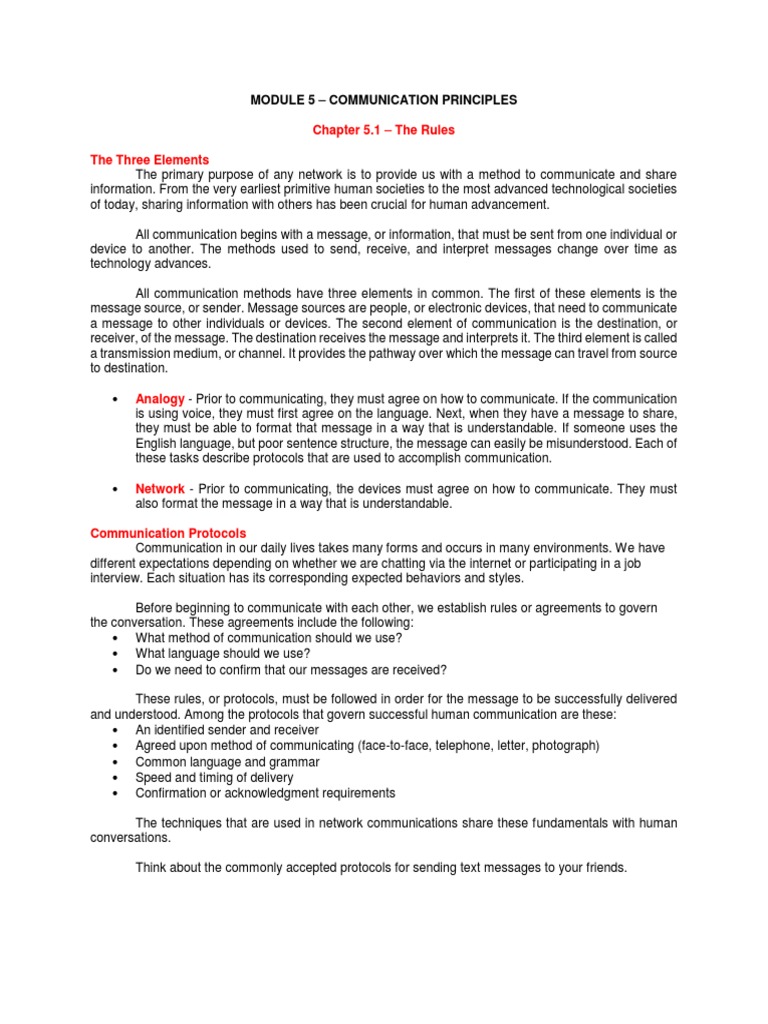 Module 5 Communication Principles | PDF | Osi Model | Internet Protocol ...
