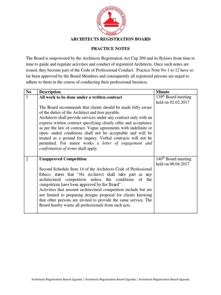 ARB Practice Notes No 1 To 12 (For Registered Architects) | PDF ...