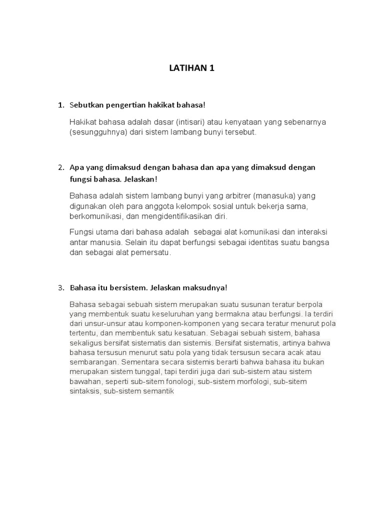 LATIHAN 1 Bahasa Indonesia (Raja Bima Pane) | PDF