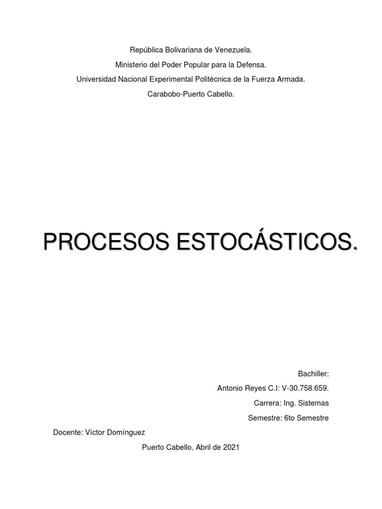 Procesos Estocasticos | PDF | Estocástico | Variable aleatoria