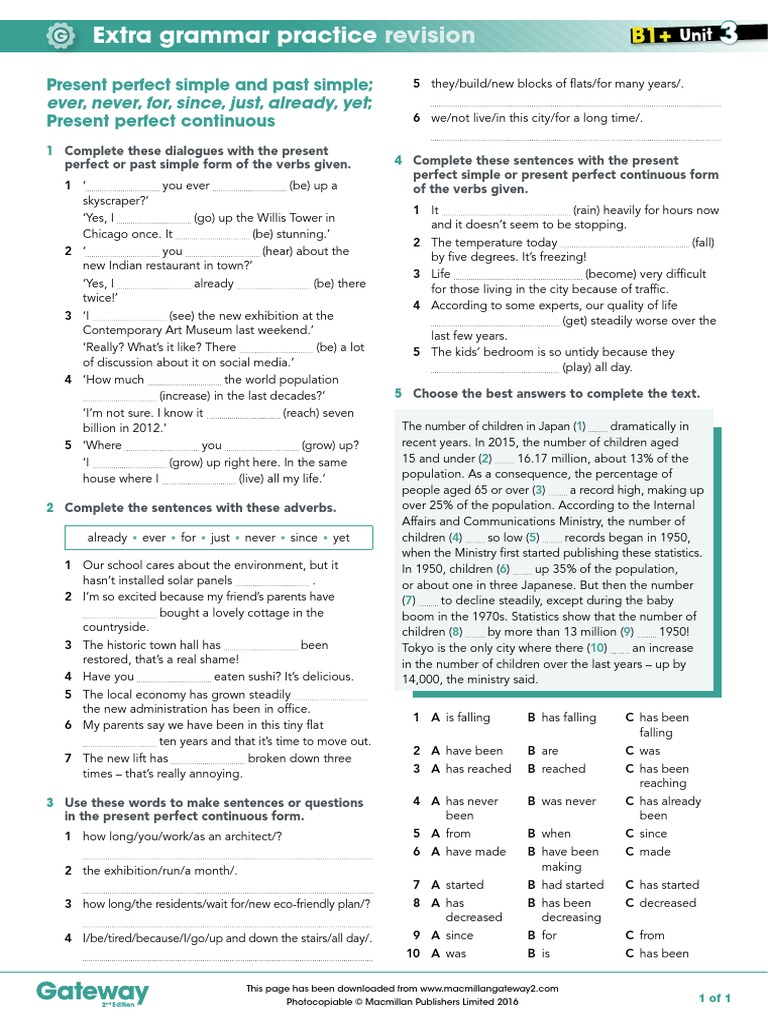 B1+ UNIT 3 Extra Grammar Practice Revision | PDF | Linguistic Morphology | Linguistic Typology