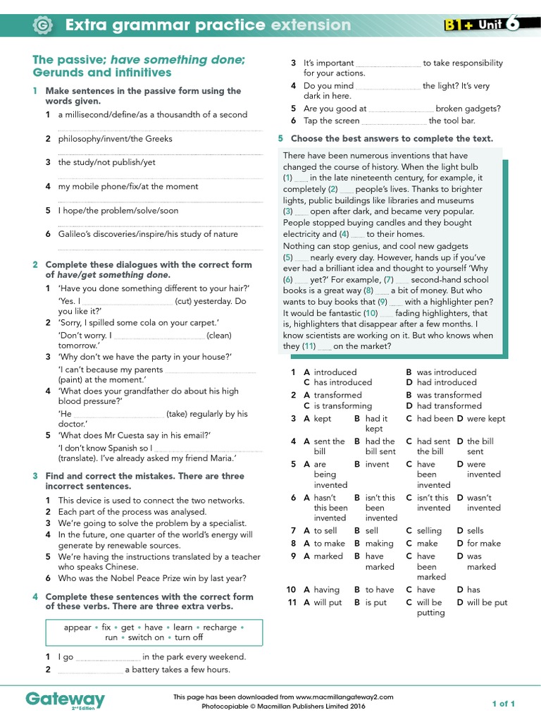 B1+ UNIT 6 Extra Grammar Practice Extension | PDF | Syntax | Linguistics