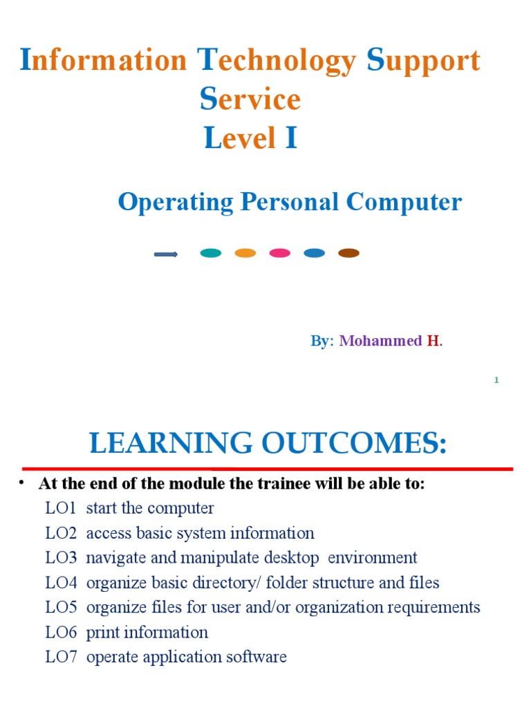LO 1 BEST Operate Personal Computer | PDF | Window (Computing) | Icon (Computing)