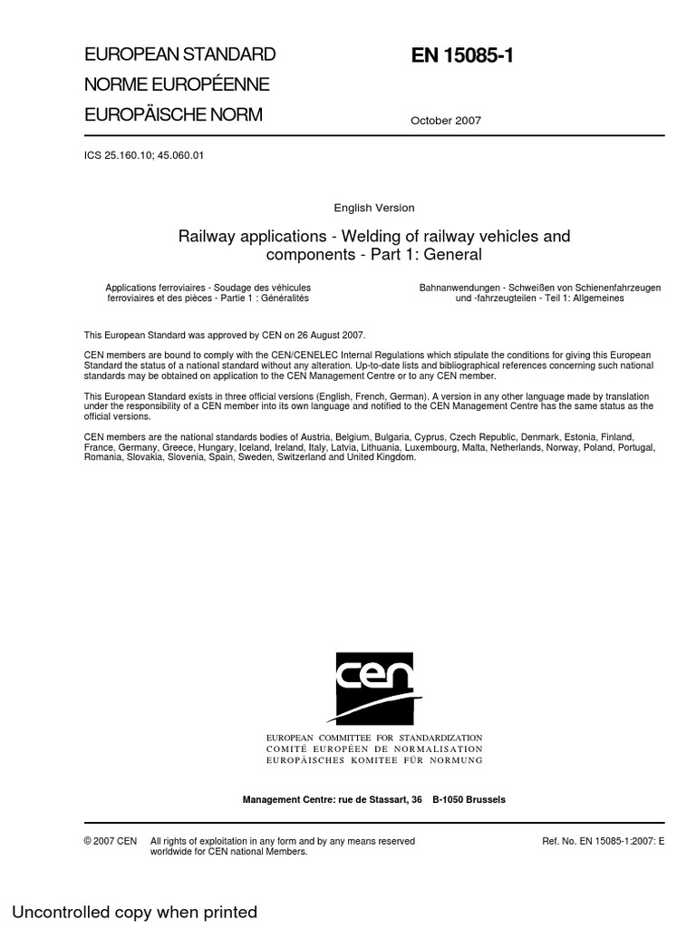 En 15085-1 | PDF | Fatigue (Material) | Welding