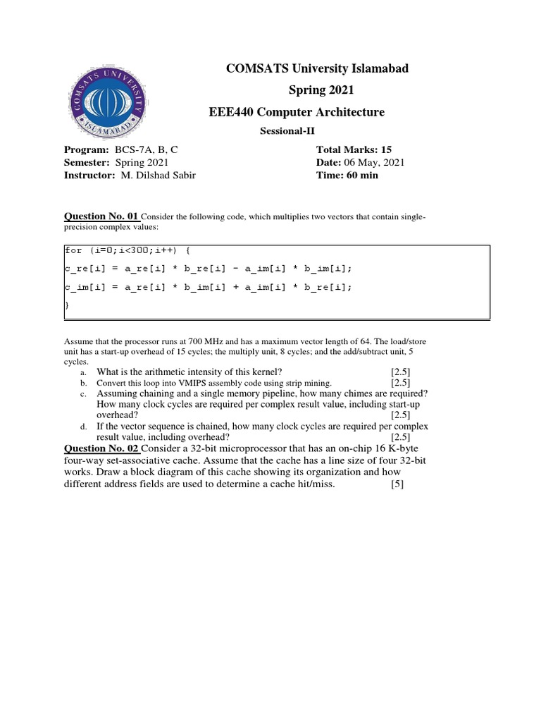 Computer Architecture Exam | PDF