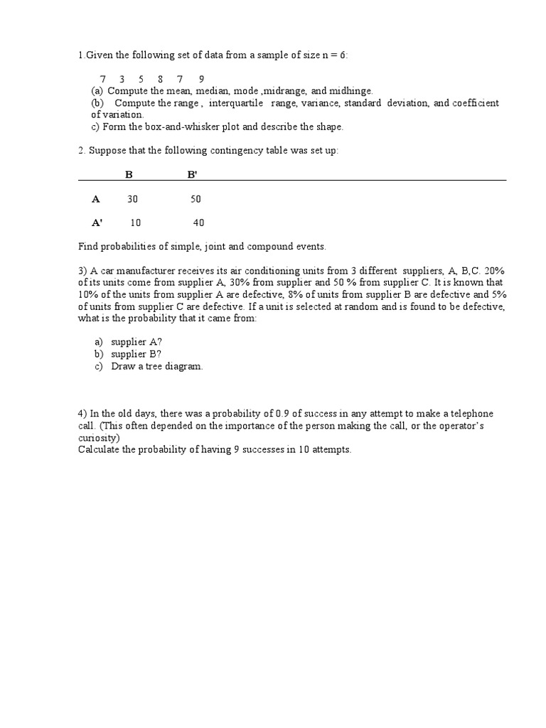 Statistic Questions | PDF