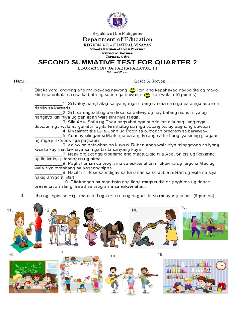 Esp 3 q2 2nd Summative Test Week 3 and Week 4 | PDF