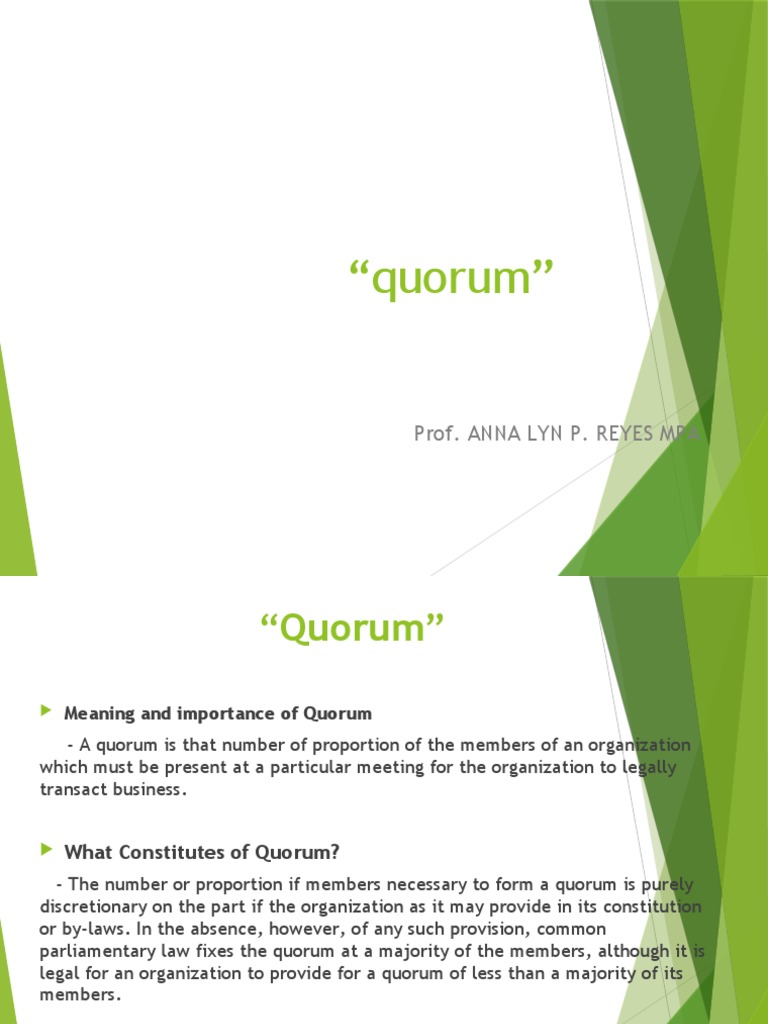 Understanding Quorum in Meetings | PDF | Quorum | Jurisdiction