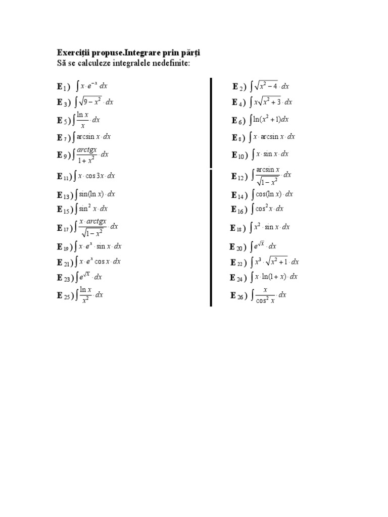 Calculul Integralelor Nedefinte | PDF