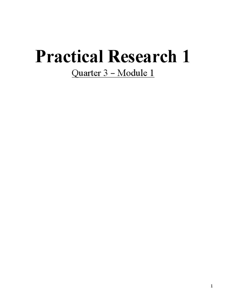 Practical Research 1: Quarter 3 - Module 1 | PDF | Qualitative Research ...