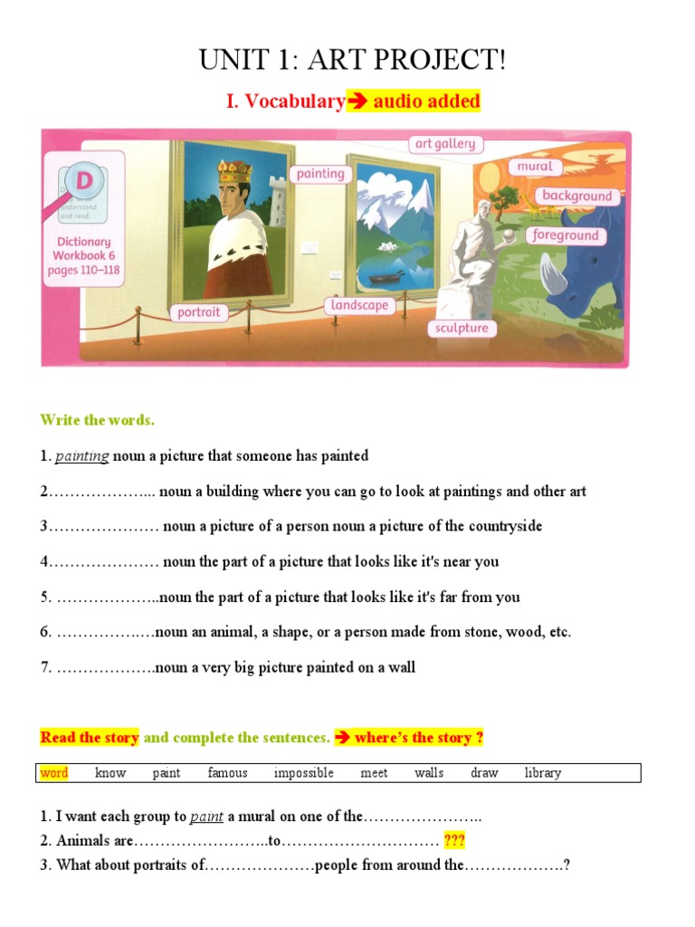 Unit 1: Art Project!: I. Vocabulary Audio Added | PDF | Noun | Syntax