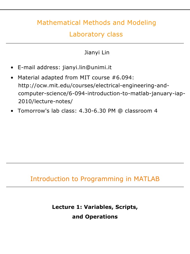 Lab1 2 | PDF | Matlab | Array Data Structure