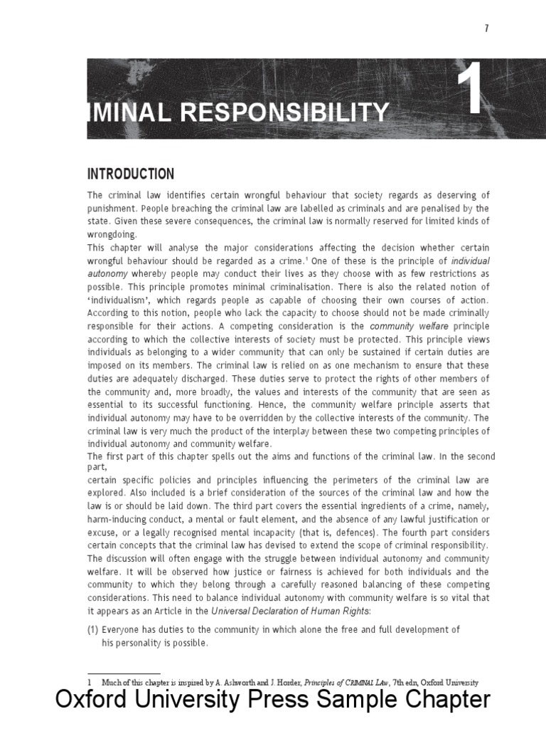 Criminal Responsibility: Oxford University Press Sample Chapter | PDF ...