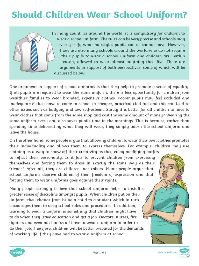 Should Children Wear School Uniform Balanced Writing Sample | PDF ...