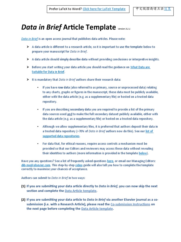 Data In Brief Article Template: Prefer Latex To Word? 中文版指南请点击 | PDF ...