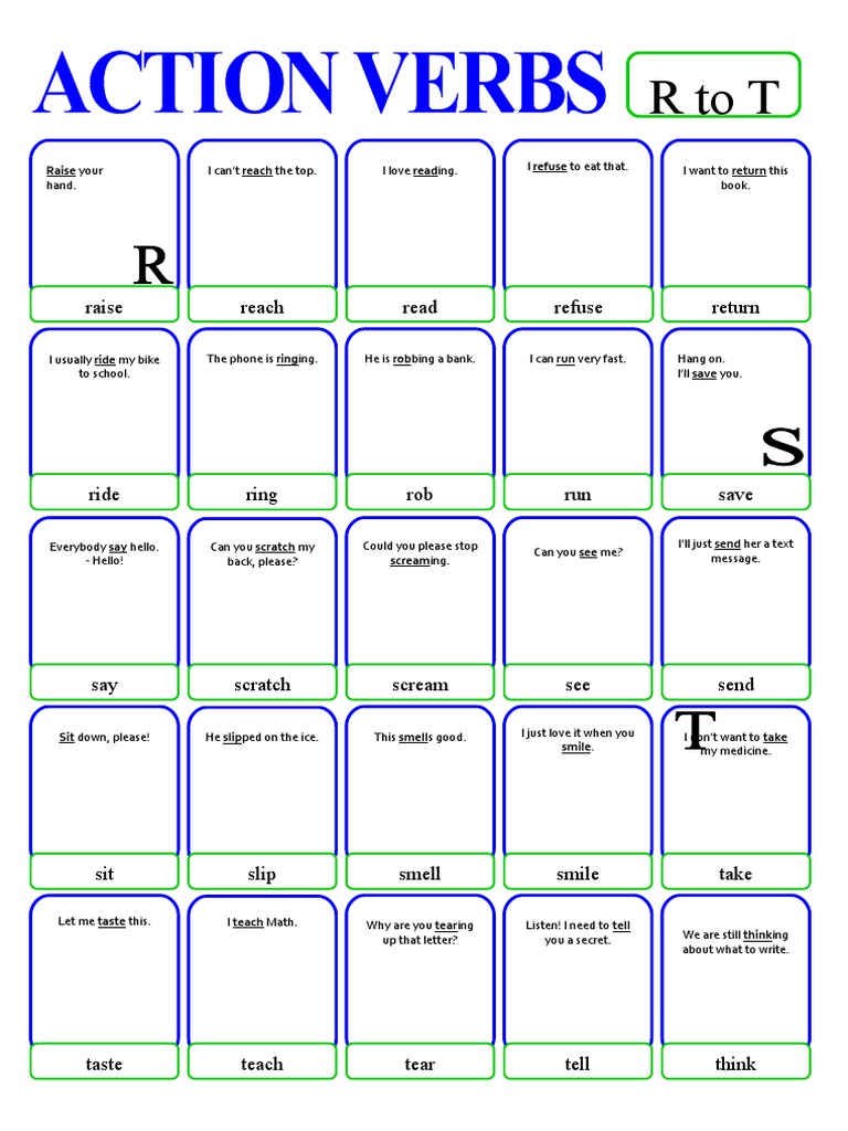 Pictionary Action Verb Set 4 From | PDF