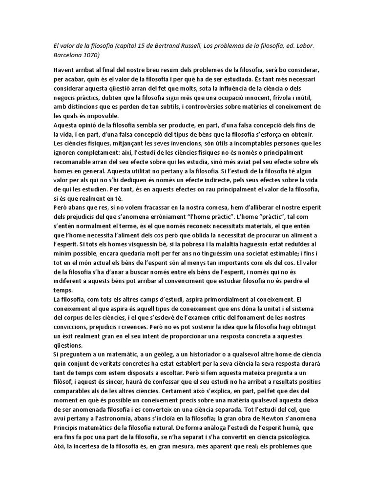 El Valor de La Filosofia | PDF