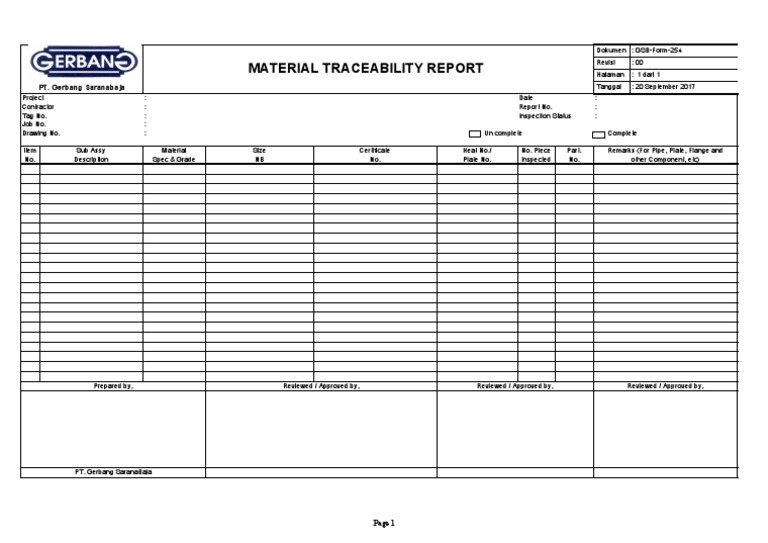 GSB-Form-254 Material Treacebility Report | PDF
