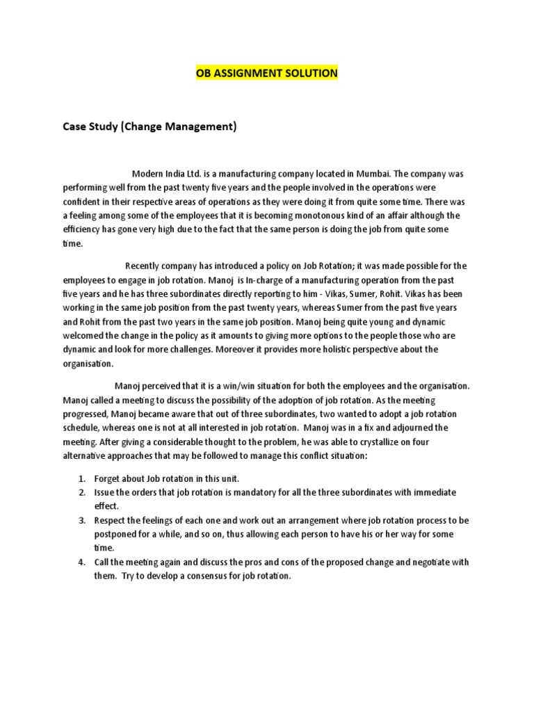 Change Management Case Study | PDF | Change Management | Supervisor