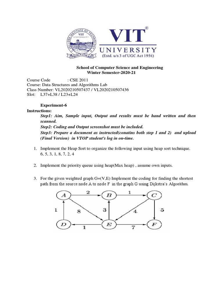 School of Computer Science and Engineering Winter Semester-2020-21 | PDF