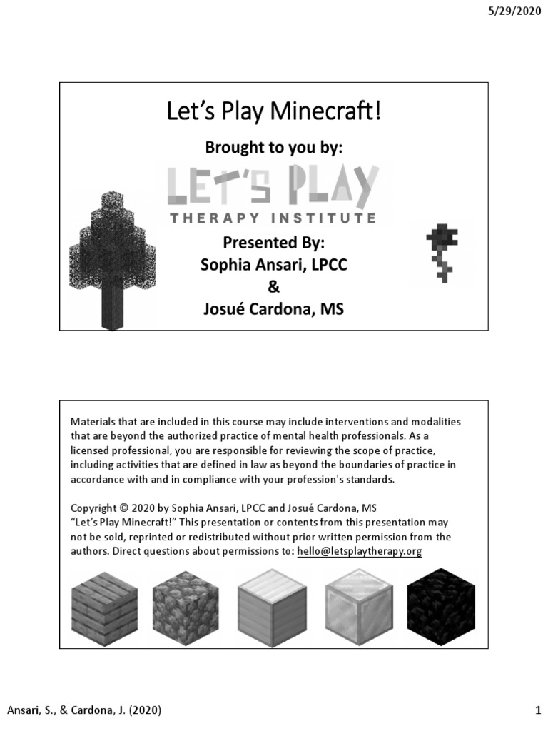 Lets Play Minecraft Handout - 5.29.2020 | PDF | Minecraft | Leisure