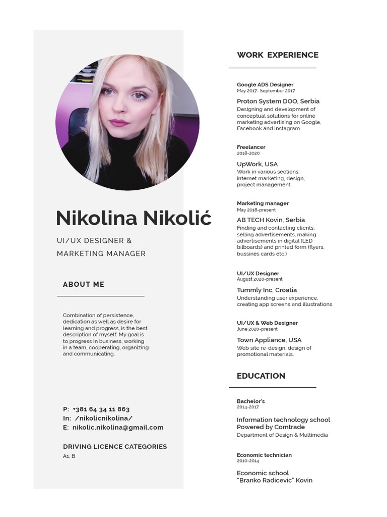 Nikolina Nikolic CV | PDF | Mass Media | World Wide Web