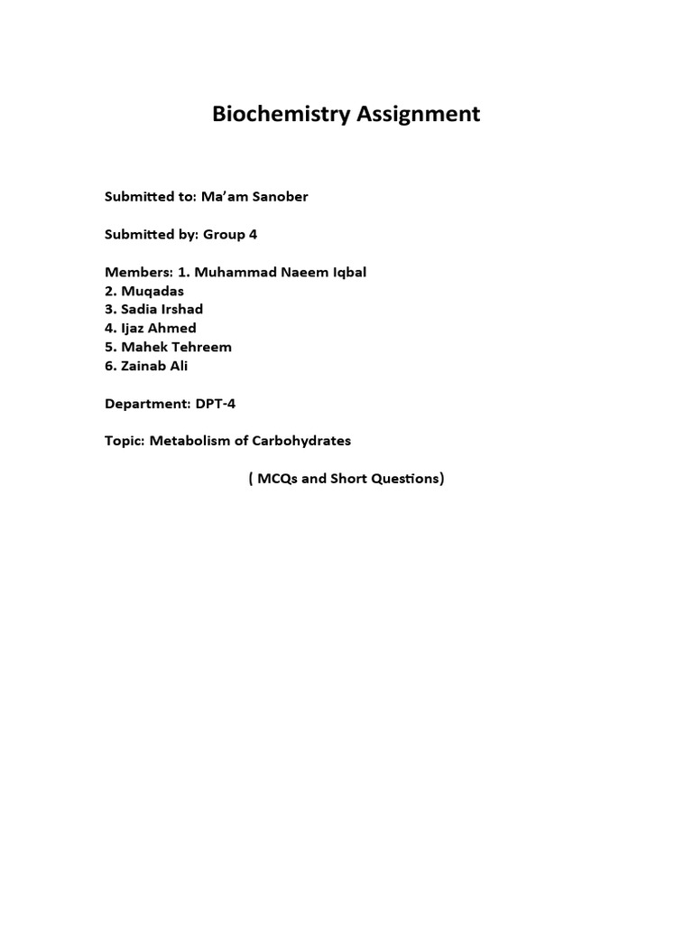 DPT-4 Biochemistry Study Guide | PDF | Citric Acid Cycle | Diet & Nutrition