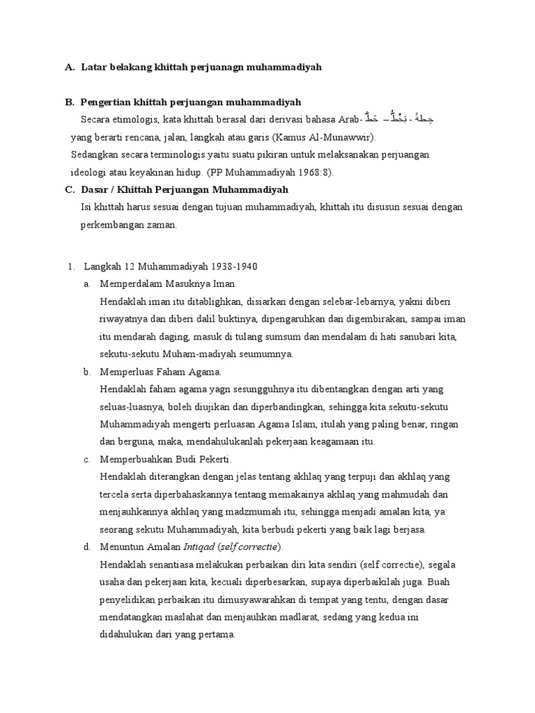 Khittah Perjuangan Muhammadiyah | PDF | Karier & Perkembangan