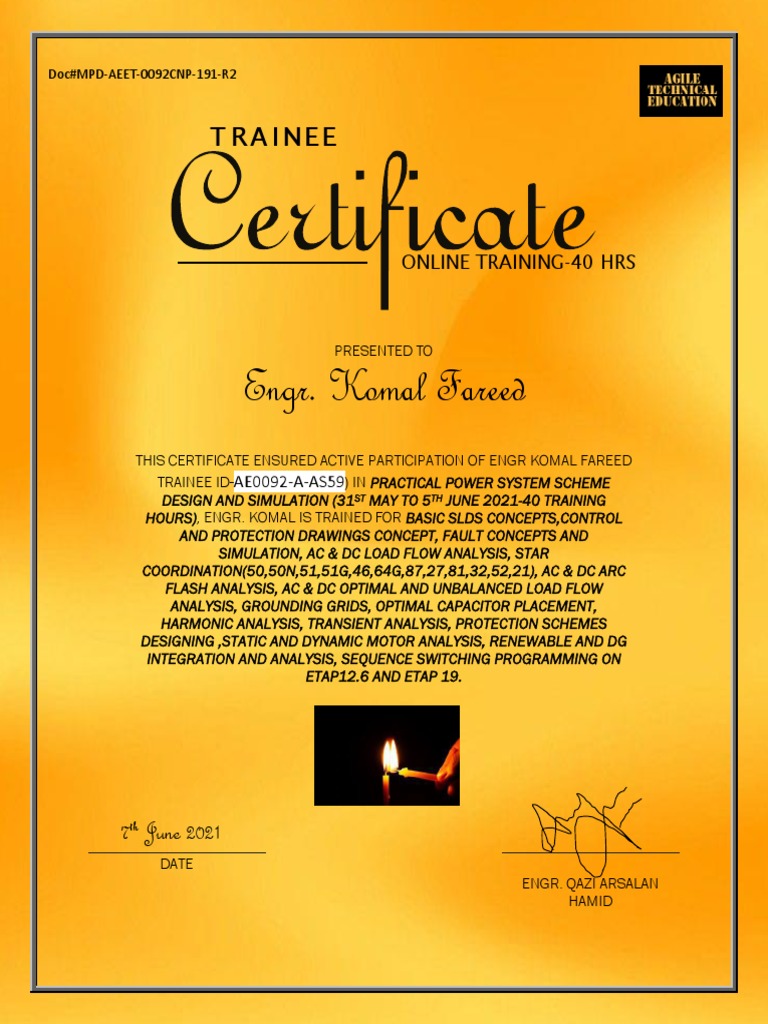 AE0092 Certificate Komal | PDF