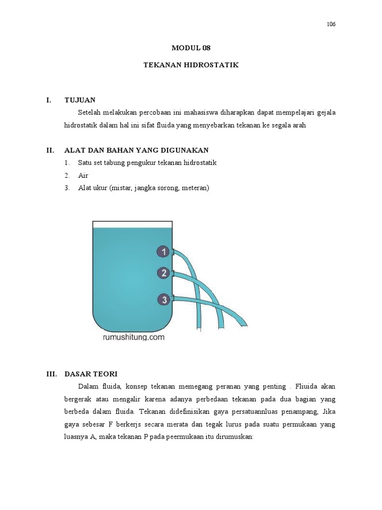 Tekanan Hidrostatik | PDF
