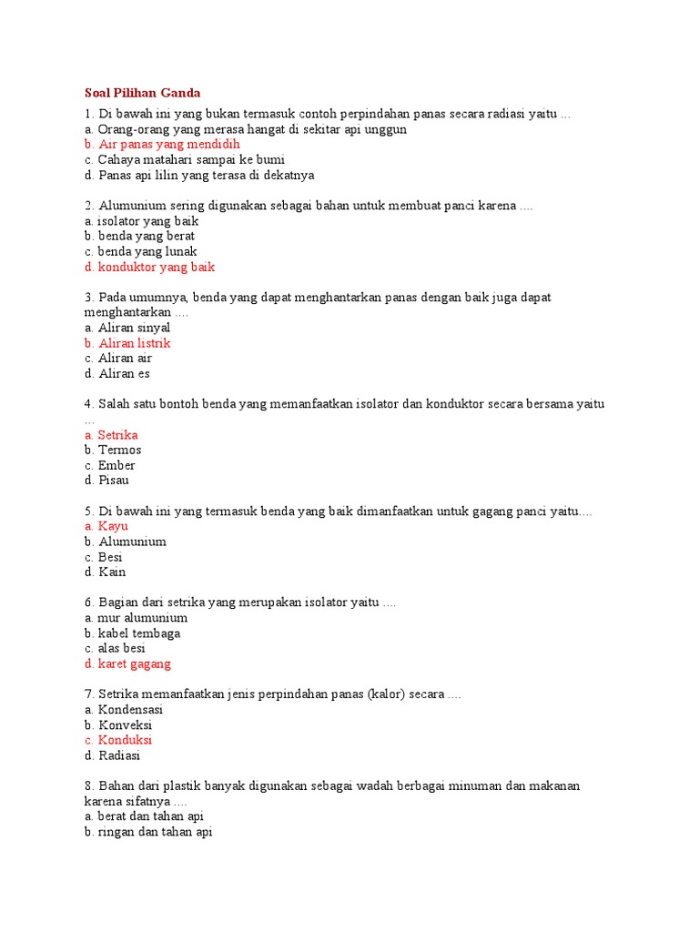 Soal Pilihan Ganda (Indri) .Odt | PDF