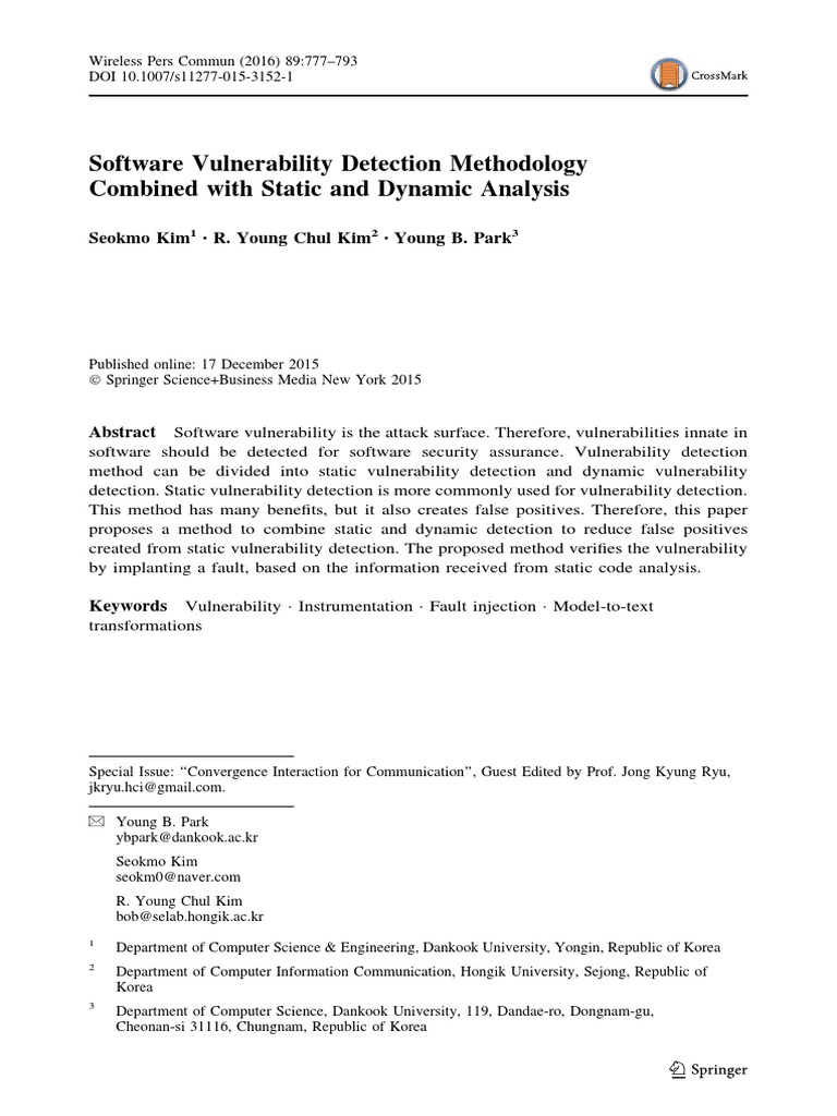 Kim Et Al. - 2016 - Software Vulnerability Detection Methodology Combined With Static and ...