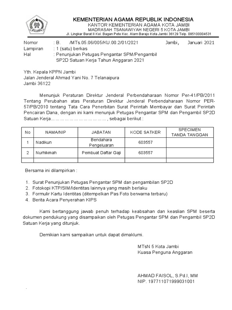 Permohonan Kips Satker - 2021 | PDF