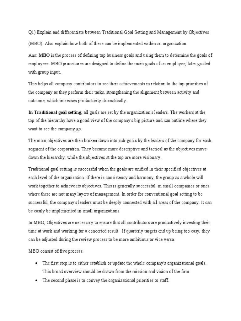 Differentiate Between Traditional Goal Setting and Management by ...