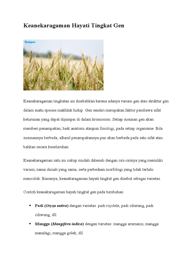 Keanekaragaman Hayati Tingkat Gen | PDF | Sains & Matematika