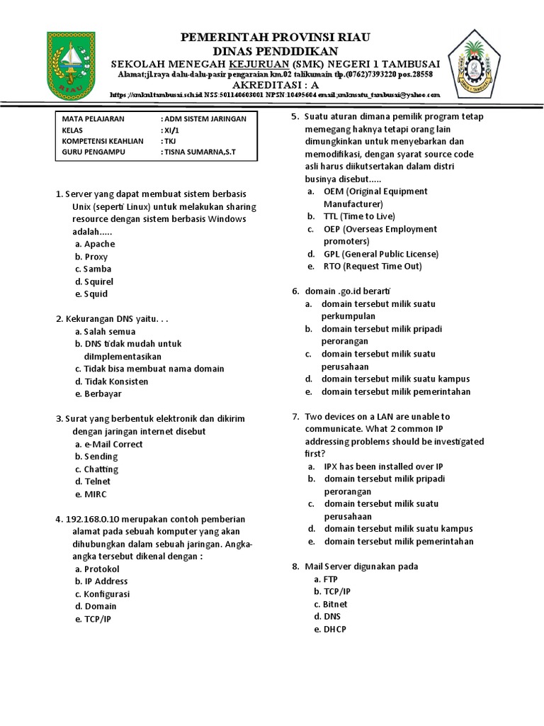 Asj Kelas Xi TKJ 1 | PDF
