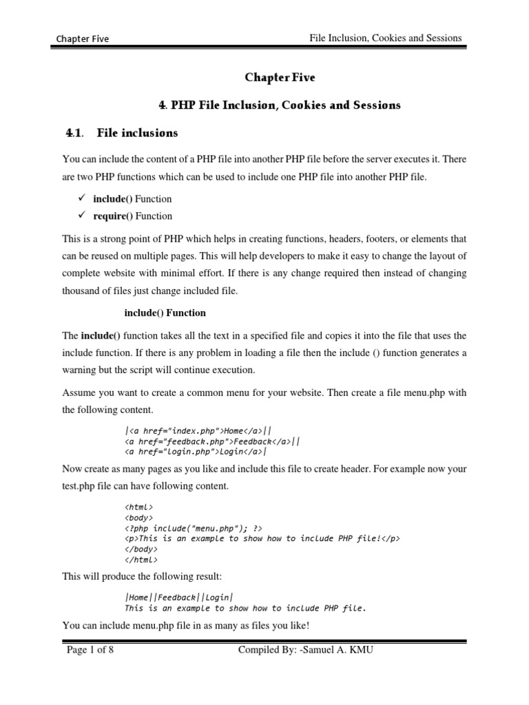 Chapter 5 Sessions and Cookies in PHP Note 2013 | PDF | Http Cookie ...