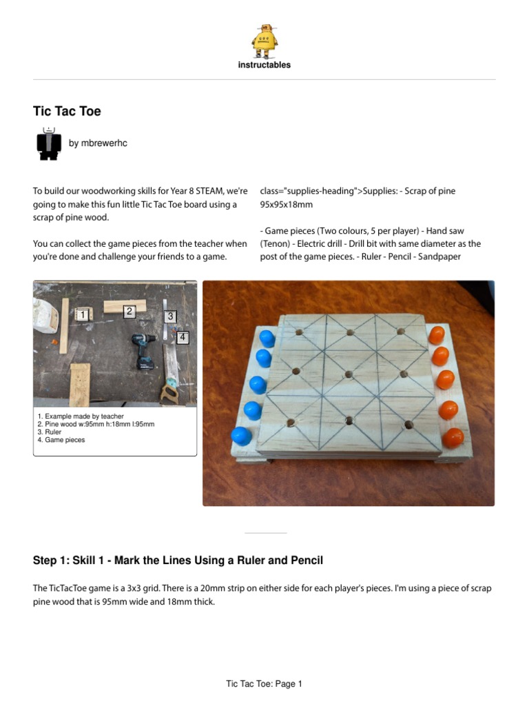 Tic Tac Toe: Step 1: Skill 1 - Mark The Lines Using A Ruler and Pencil ...