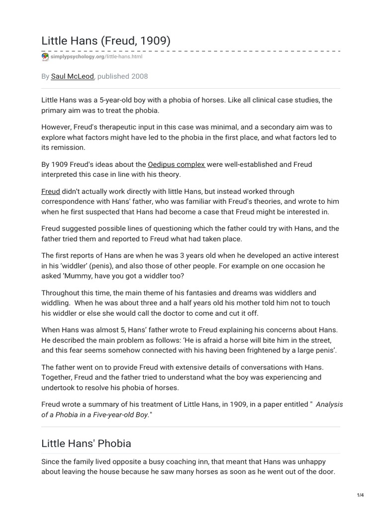 Little Hans | PDF | Oedipus Complex | Clinical Psychology