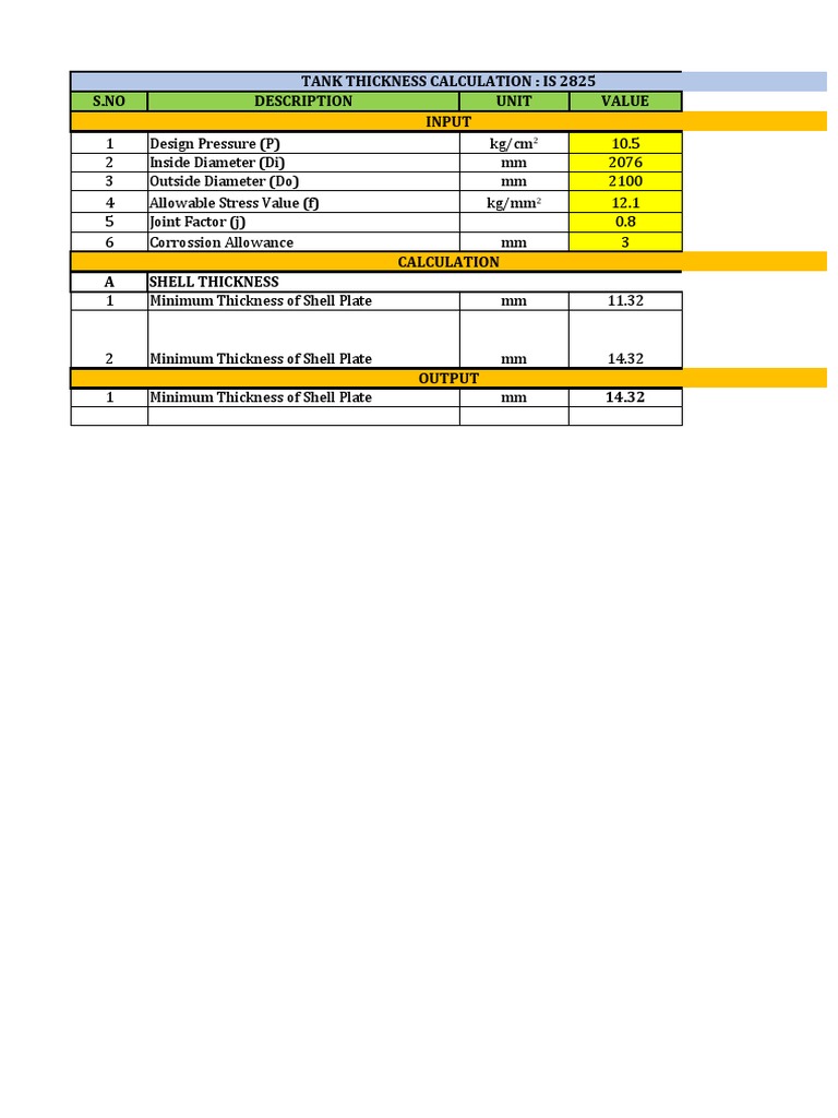 Tank Thickness Calculation | PDF | Applied And Interdisciplinary ...