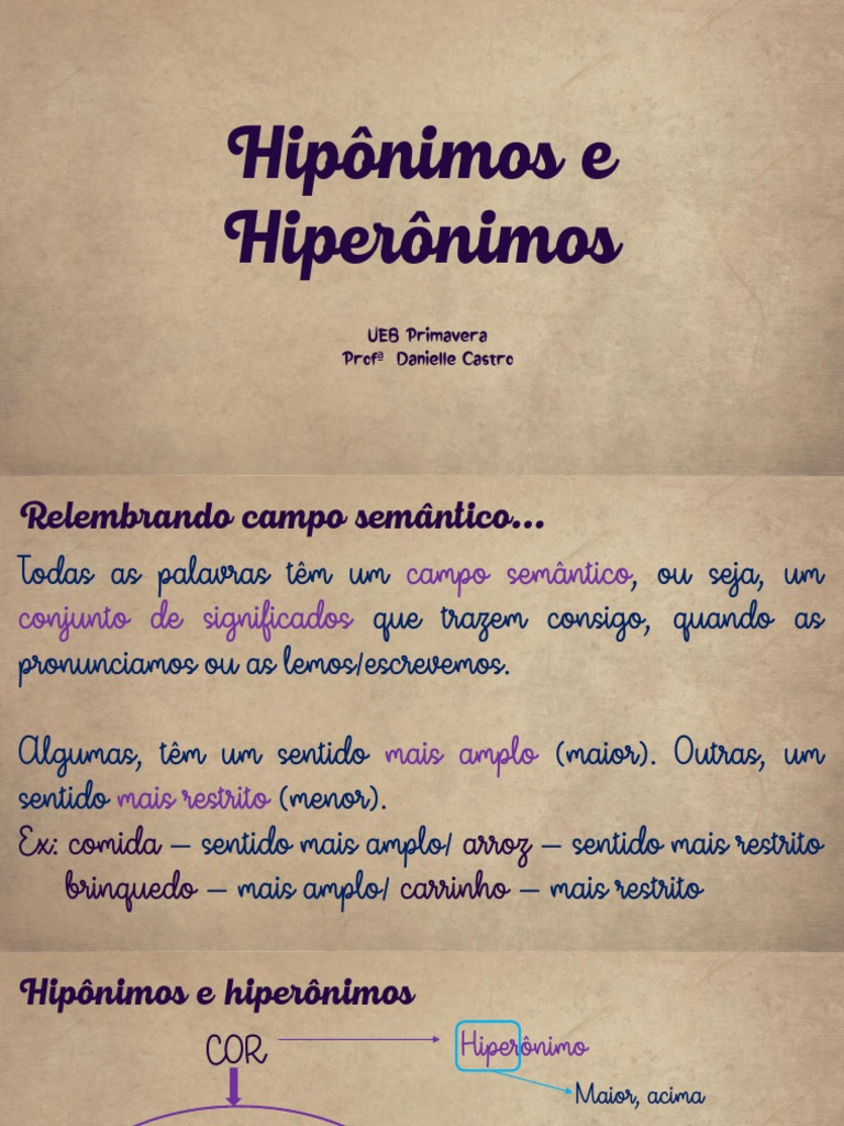Hipônimos e hiperônimos: significados e exemplos | PDF