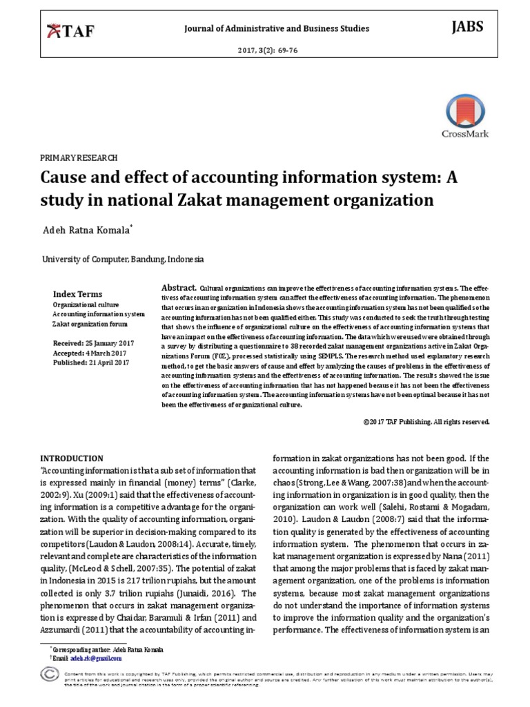 Cause and Effect of Accounting Information System | PDF | Information ...