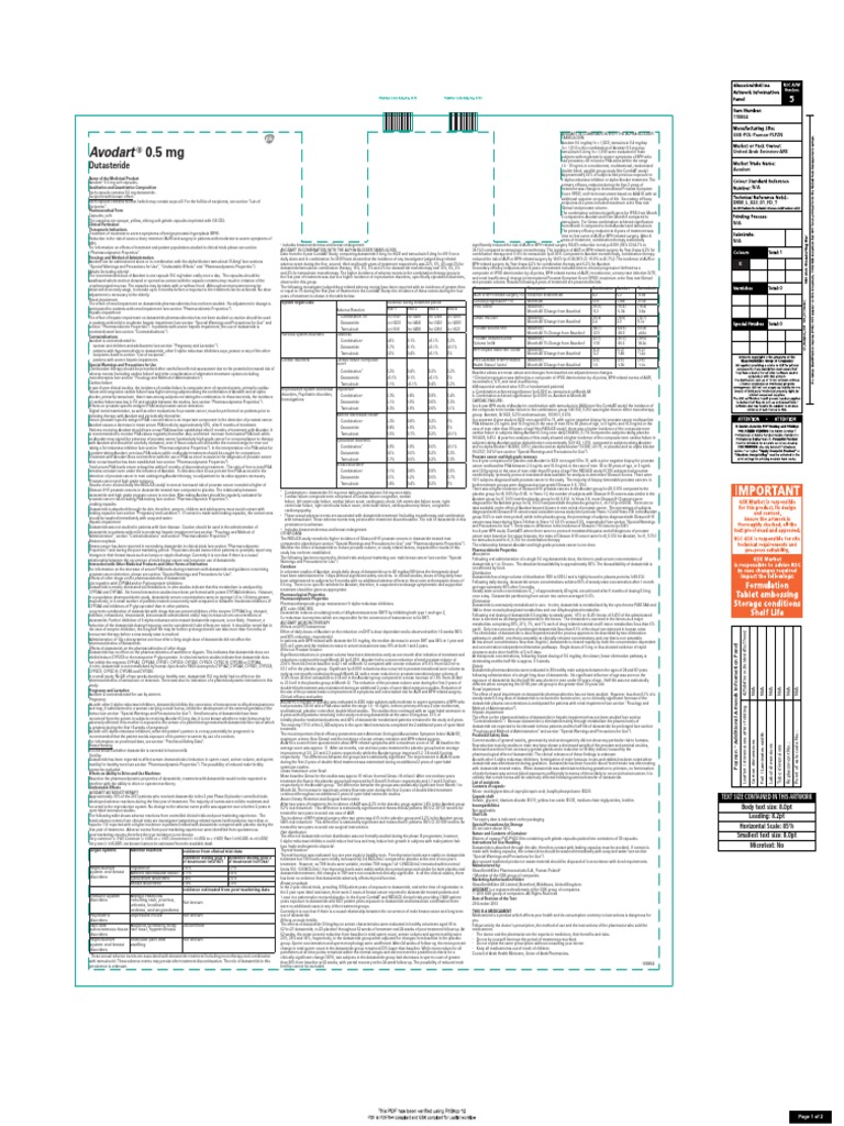 AVODART 0.5mg Capsules Soft 30s | PDF | Prostate Specific Antigen ...