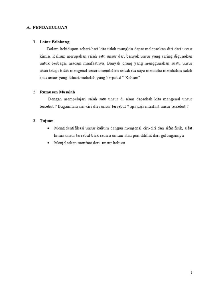 Sifat dan Kegunaan Unsur Kalium | PDF